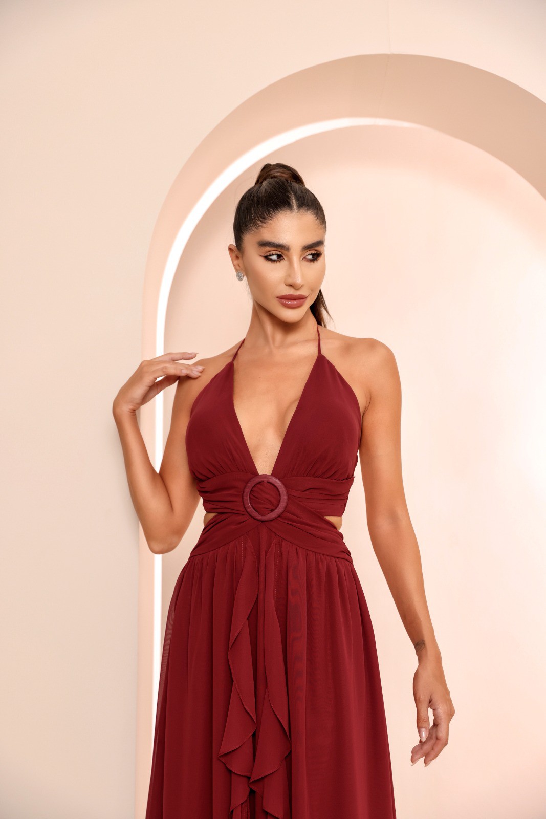 Vestido Longo Beth Marsala - Labonna