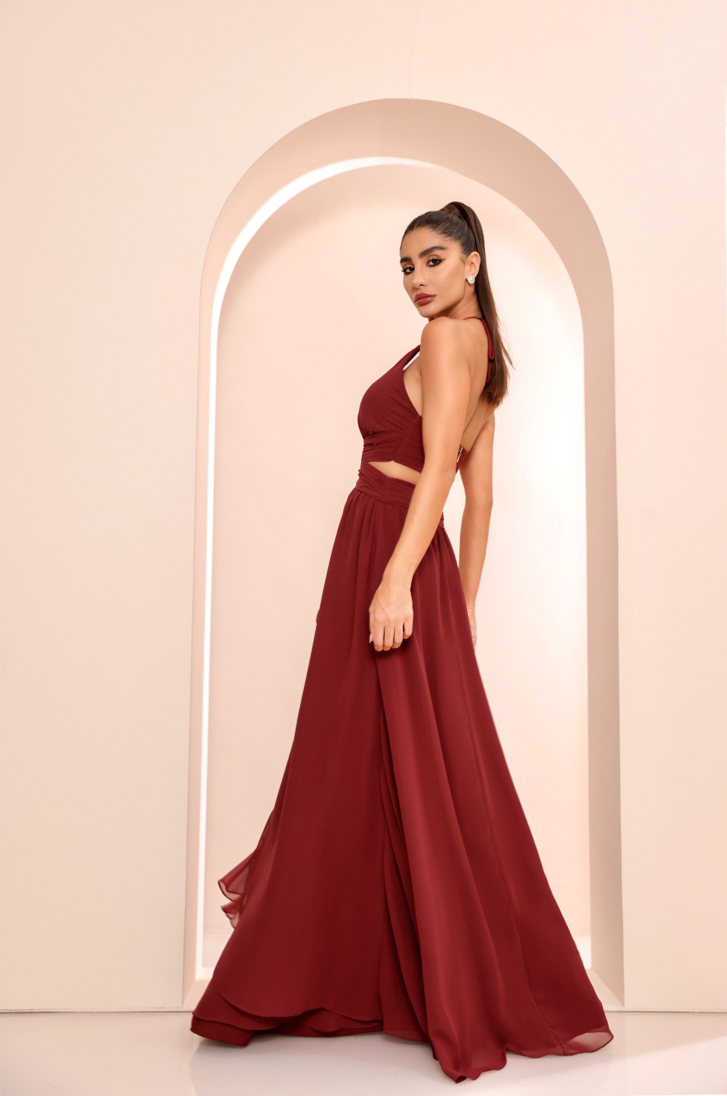 Vestido Longo Beth Marsala - Labonna