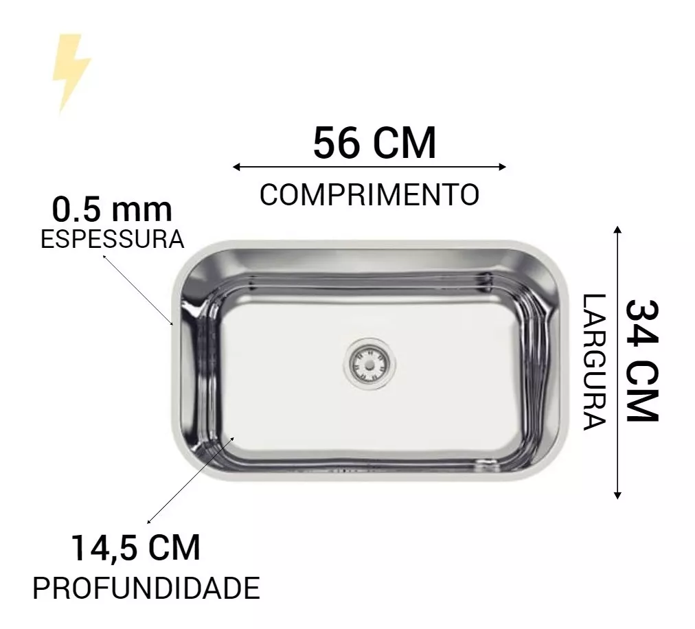 CUBA INOX STANDARD N.2 56X34 SEM VÁLVULA TRAMONTINA - Mercatubos ...