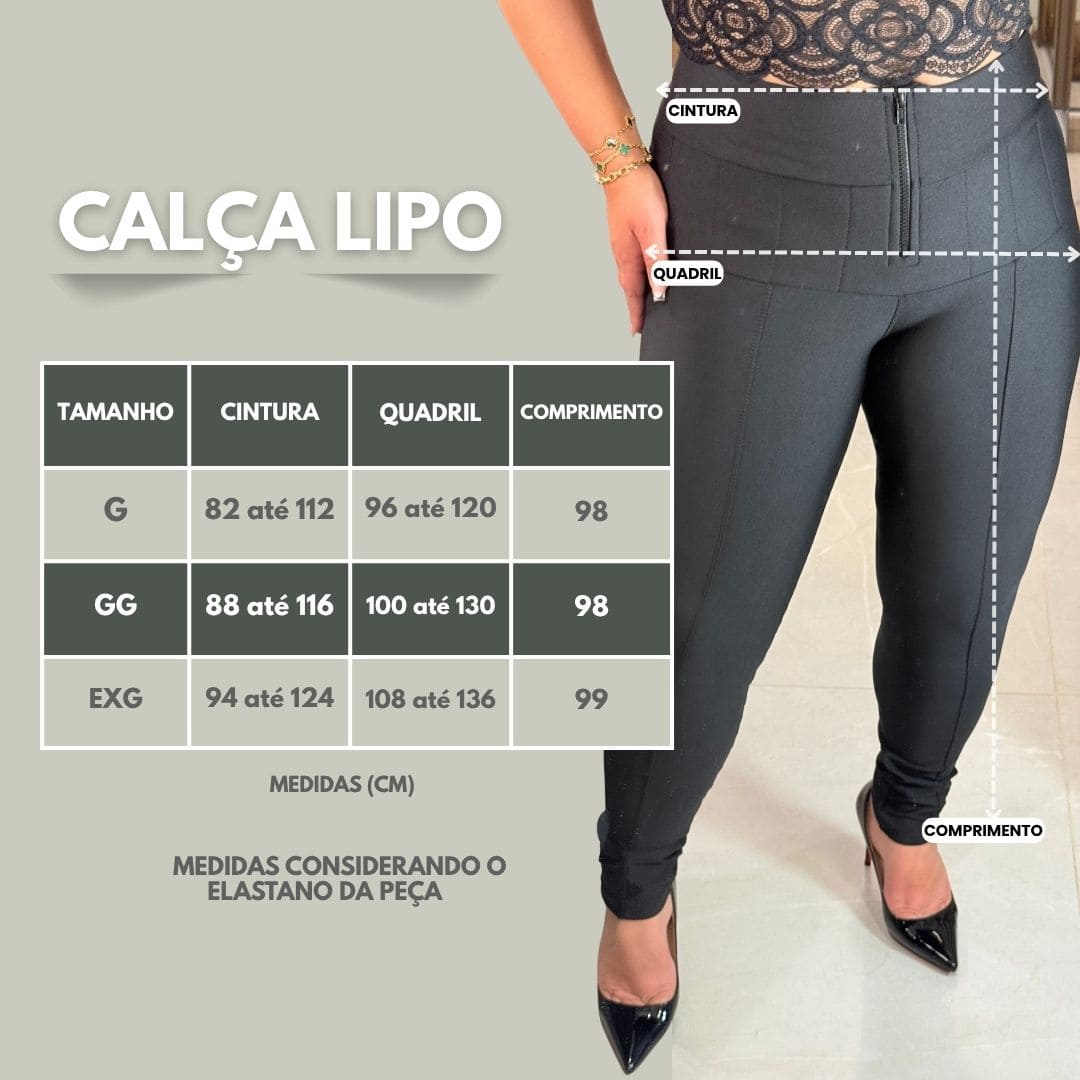 Calça Lipo Plus Size - Belíssima 48 - Belissima48
