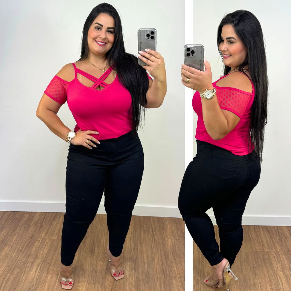 Calça Jeans Star Preta Ana Plus Size - Belíssima 48 - Belissima48