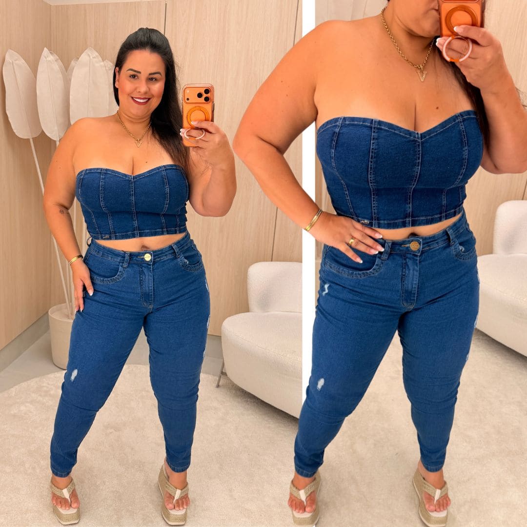 Cropped Jeans FF Corselet Ana Plus Size - Belissima48
