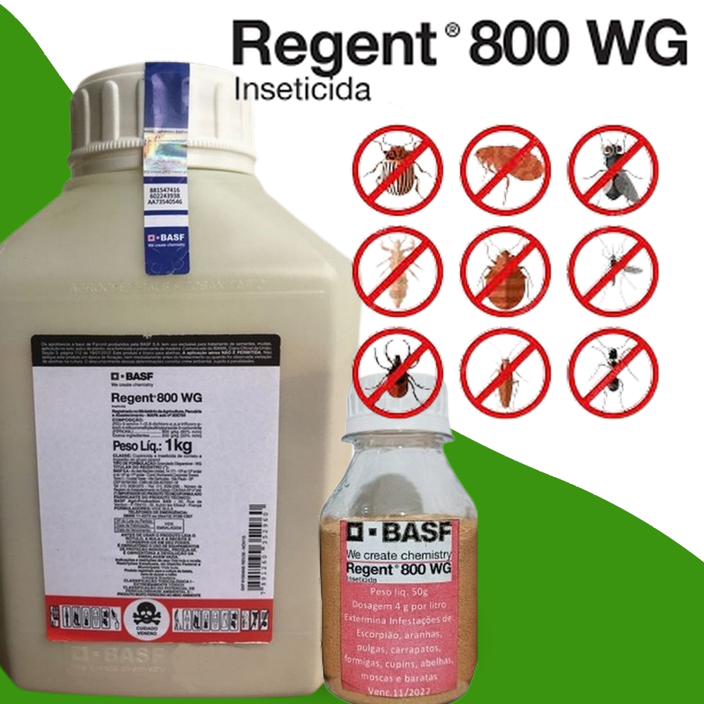 Inseticida Regent 800 WG 50 g - Fipronil 80% Eficaz contra Pulgas, car ...