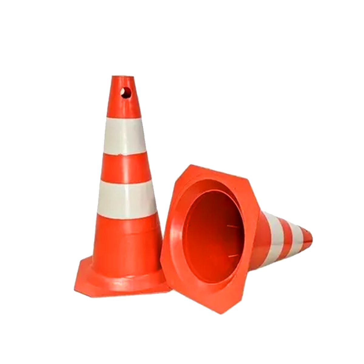 Cone Pvc Rigido 75 Cm Laranja/Branco - Shopping Tocchio