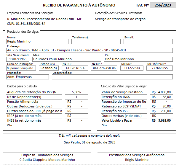Planilha Emissora de RPA - Planilhacessível - Soluções em Planilhas