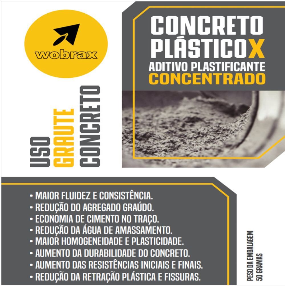 Aditivo de concreto - Plastificante concreto e graute - Wobrax