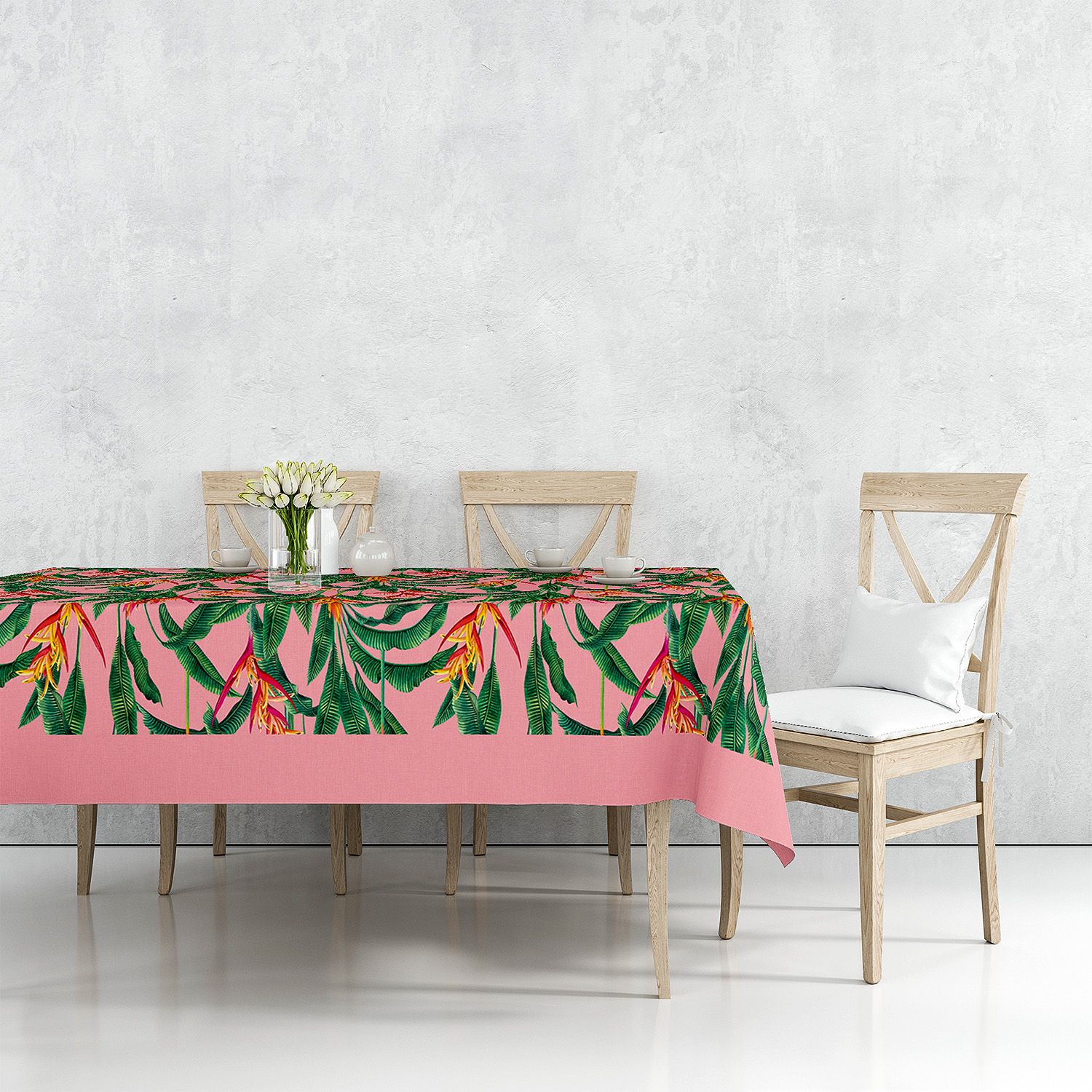 Toalha de Mesa Retangular - Rosa Folha - Nave - Dando vida aos seus sonhos!