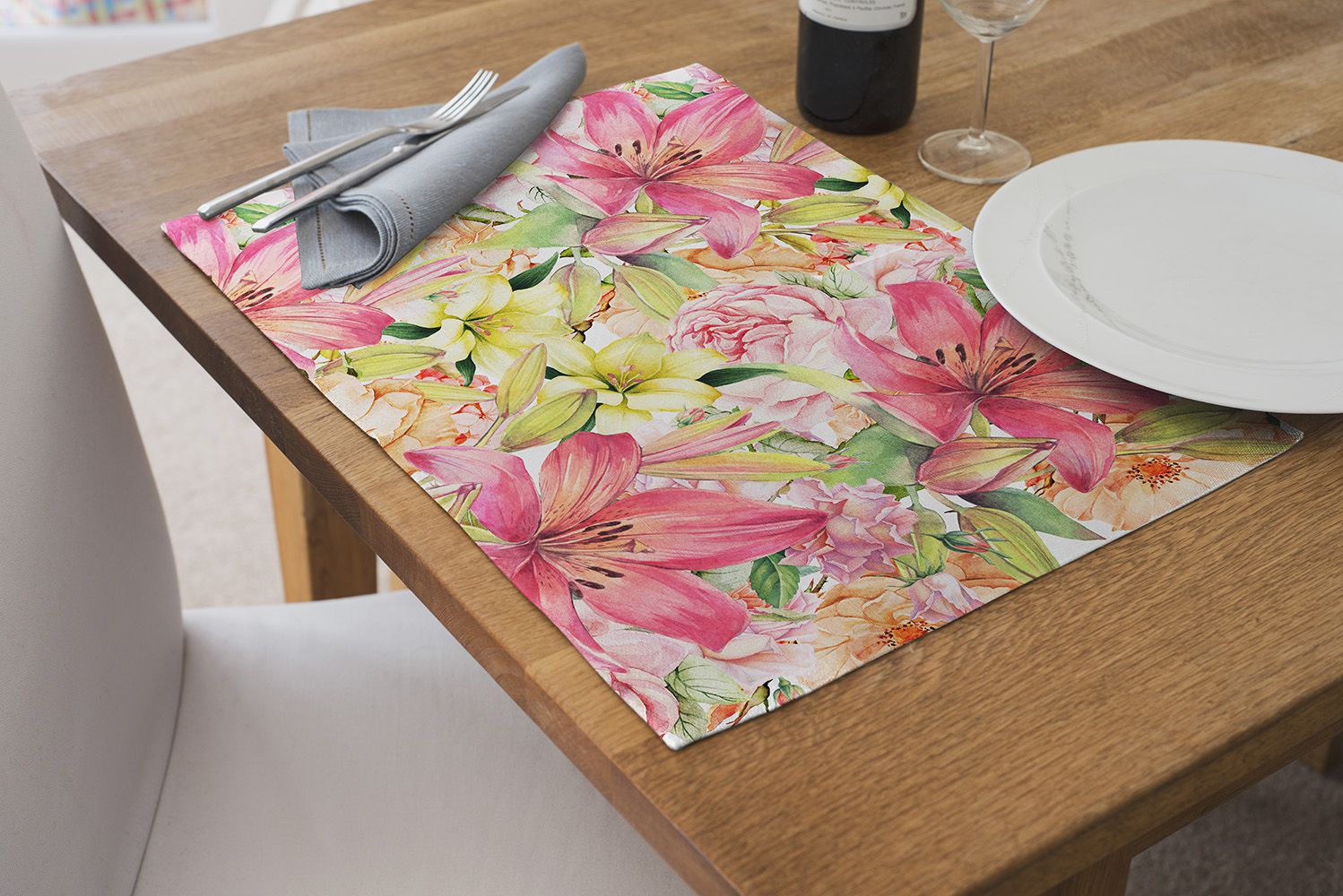 Jogo Americano Para Mesa Posta Floral Rosa - Nave - Dando vida aos seus ...