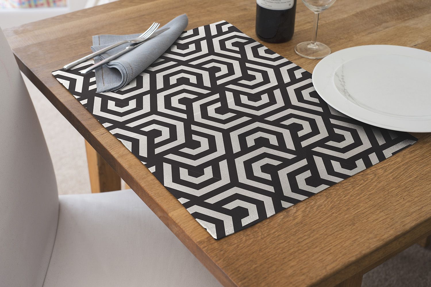 Jogo Americano Para Mesa Posta Padrão Preto e Branco - Nave - Dando ...