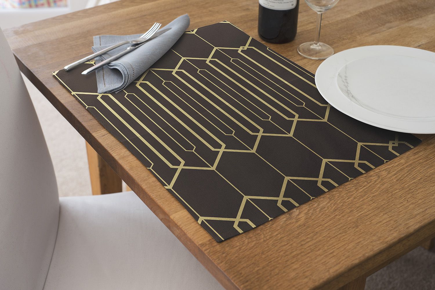 Jogo Americano Para Mesa Posta Padrão Amarelo e Preto - Nave - Dando ...