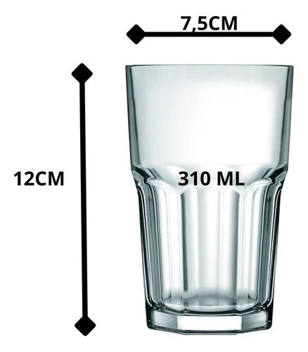 Jogo Kit 12 Copos Vidro Grosso Suco Água Drink Cerveja 310ml - Oca Variedades