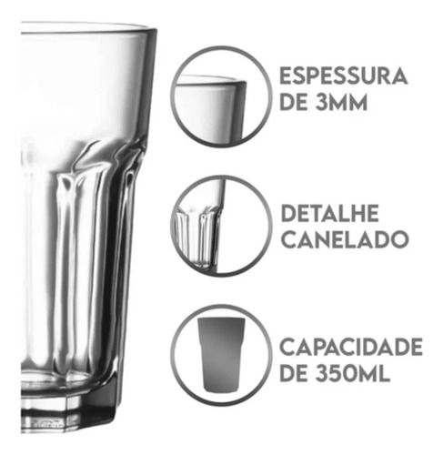 Jogo Kit 12 Copos Vidro Grosso Suco Água Drink Cerveja 310ml - Oca Variedades