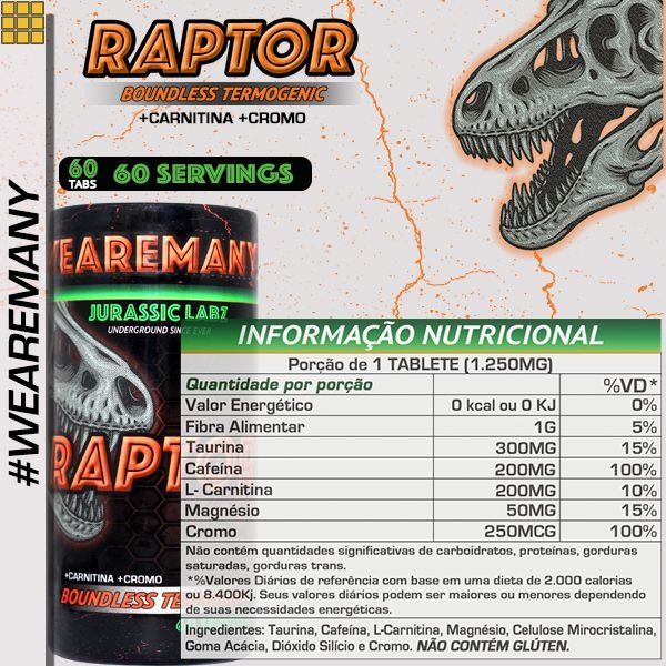 Raptor ( 60 Tabs - Termogênico ) Jurassic Labz - Go.Shape Suplementos e ...
