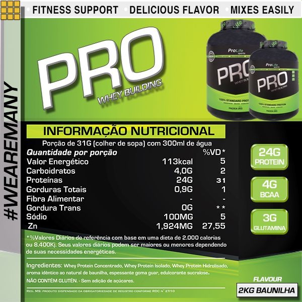 Pro Whey Building ( 2KG - 3Whey ) Pro Life Sports - Go.Shape Suplementos e Vitaminas