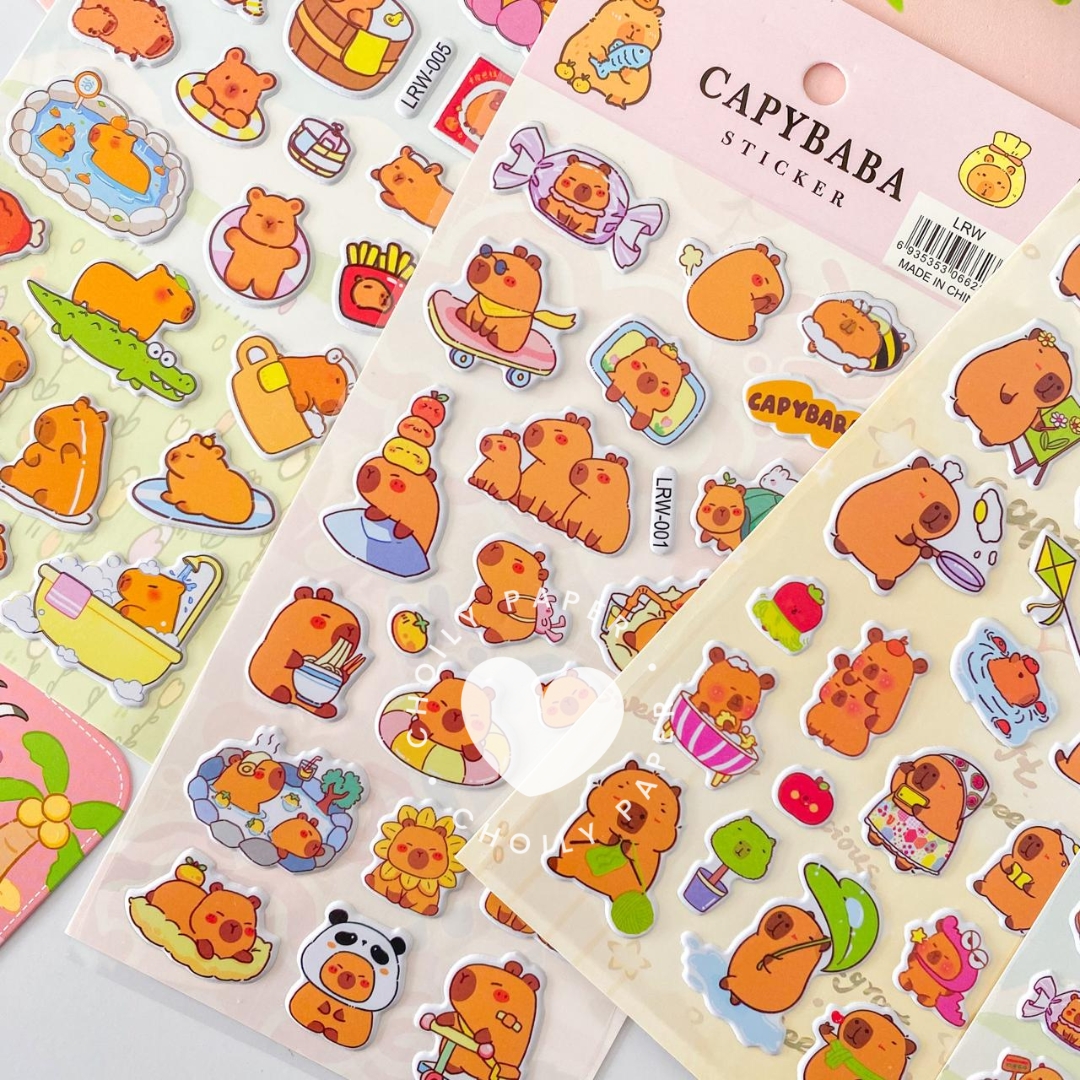 Cartela de Adesivos 3D - Capivara - Choily Paper - Papelaria Fofa
