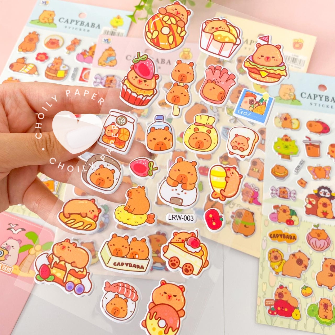 Cartela de Adesivos 3D - Capivara - Choily Paper - Papelaria Fofa