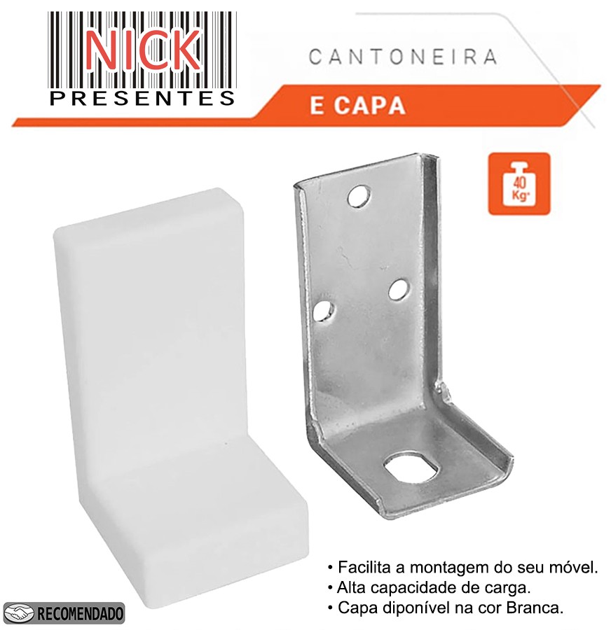 Kit 50 Cantoneiras Suporte Aéreo Fixação Móveis Com Capa Branca - Nick ...
