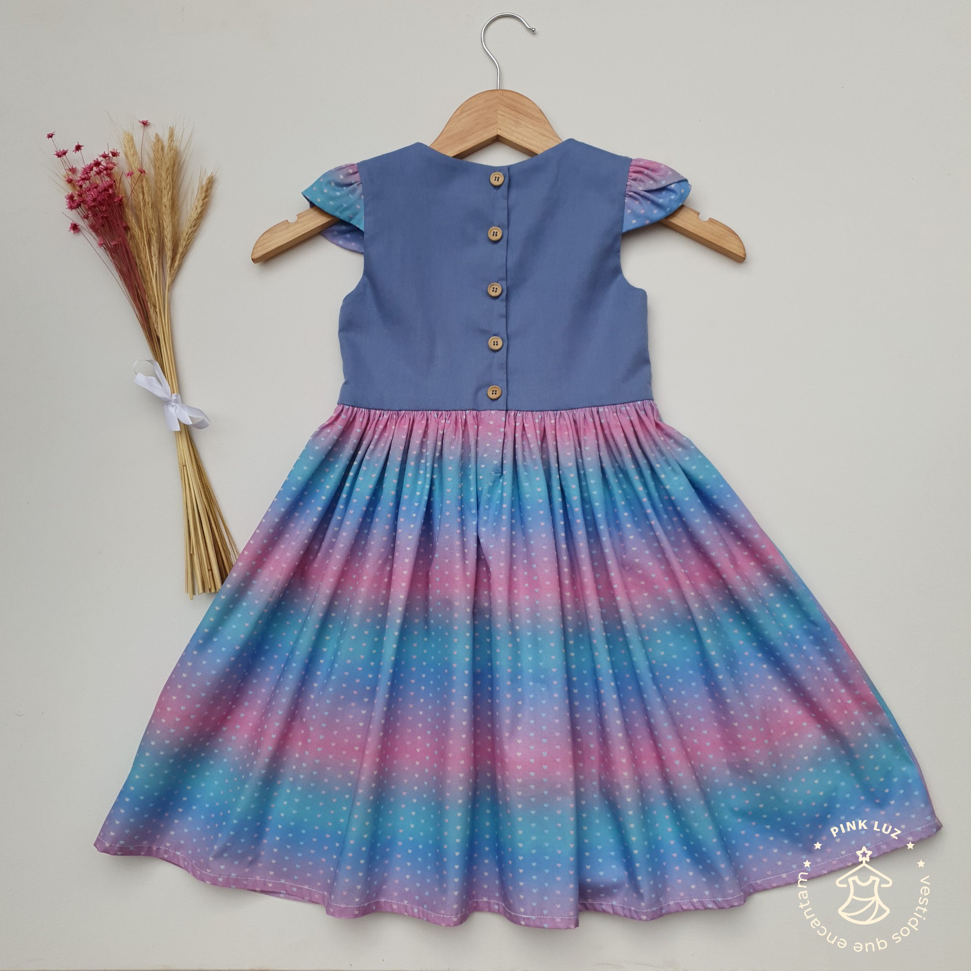 Vestido Vitória Candy Colors em Azul - Pink Luz Moda Infantil