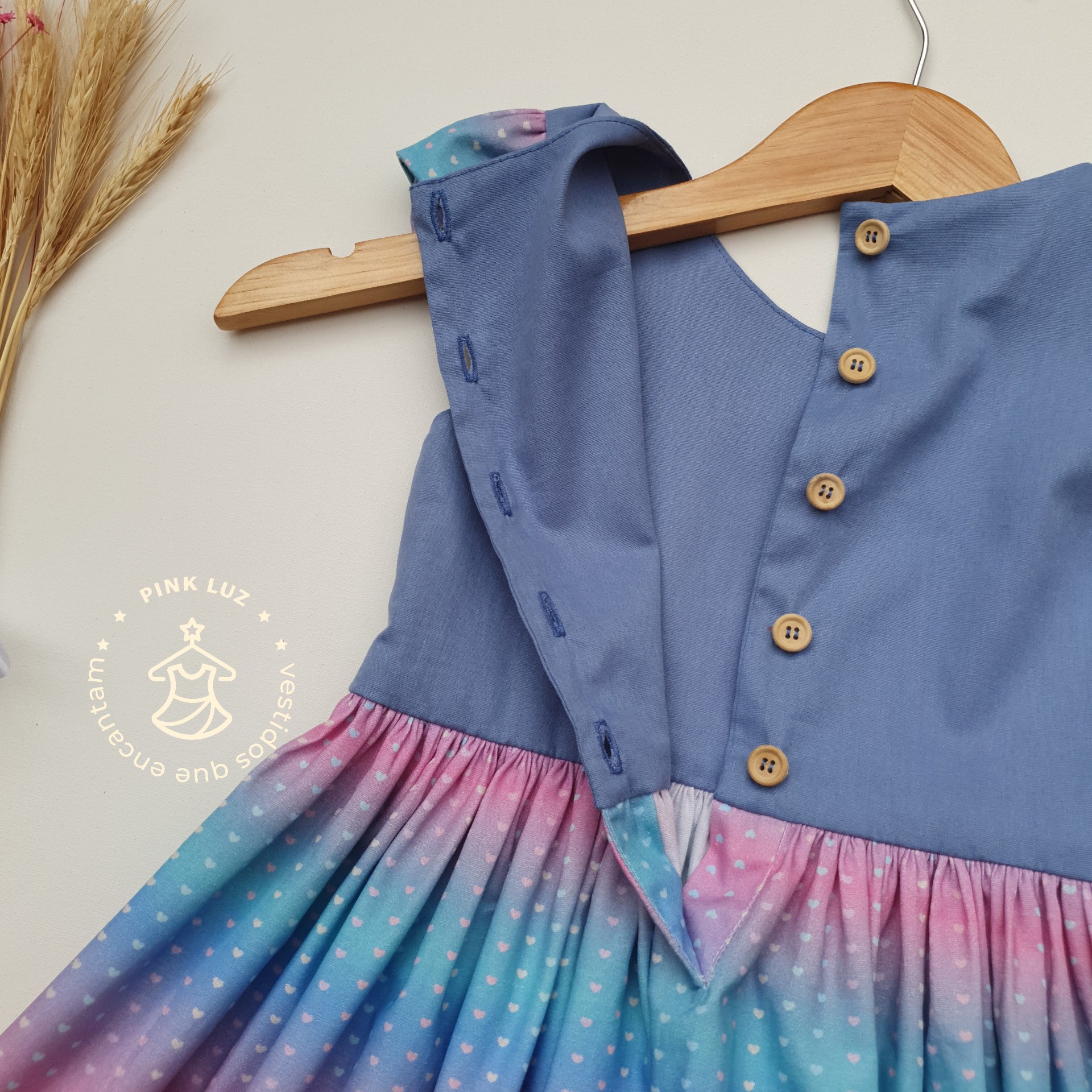 Vestido Vitória Candy Colors em Azul - Pink Luz Moda Infantil