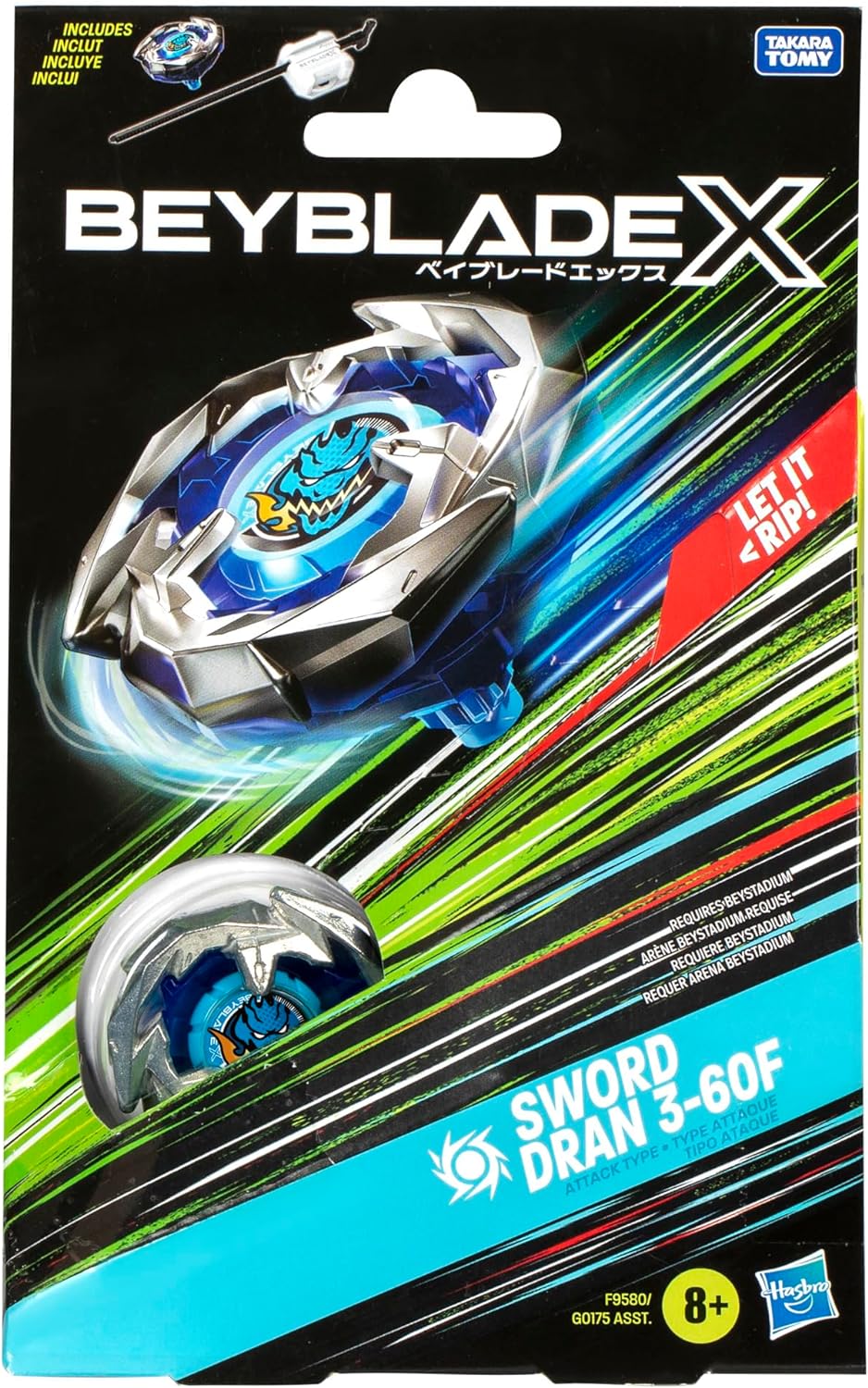 Beyblade X Sword Dran 3 60f Com Pião E Lançador Hasbro F9580 Star