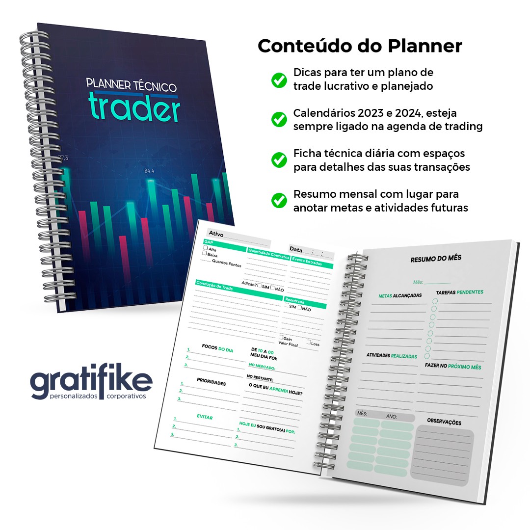 Planner Diário de Trades - Trader Técnico e Analista - Personalizados ...