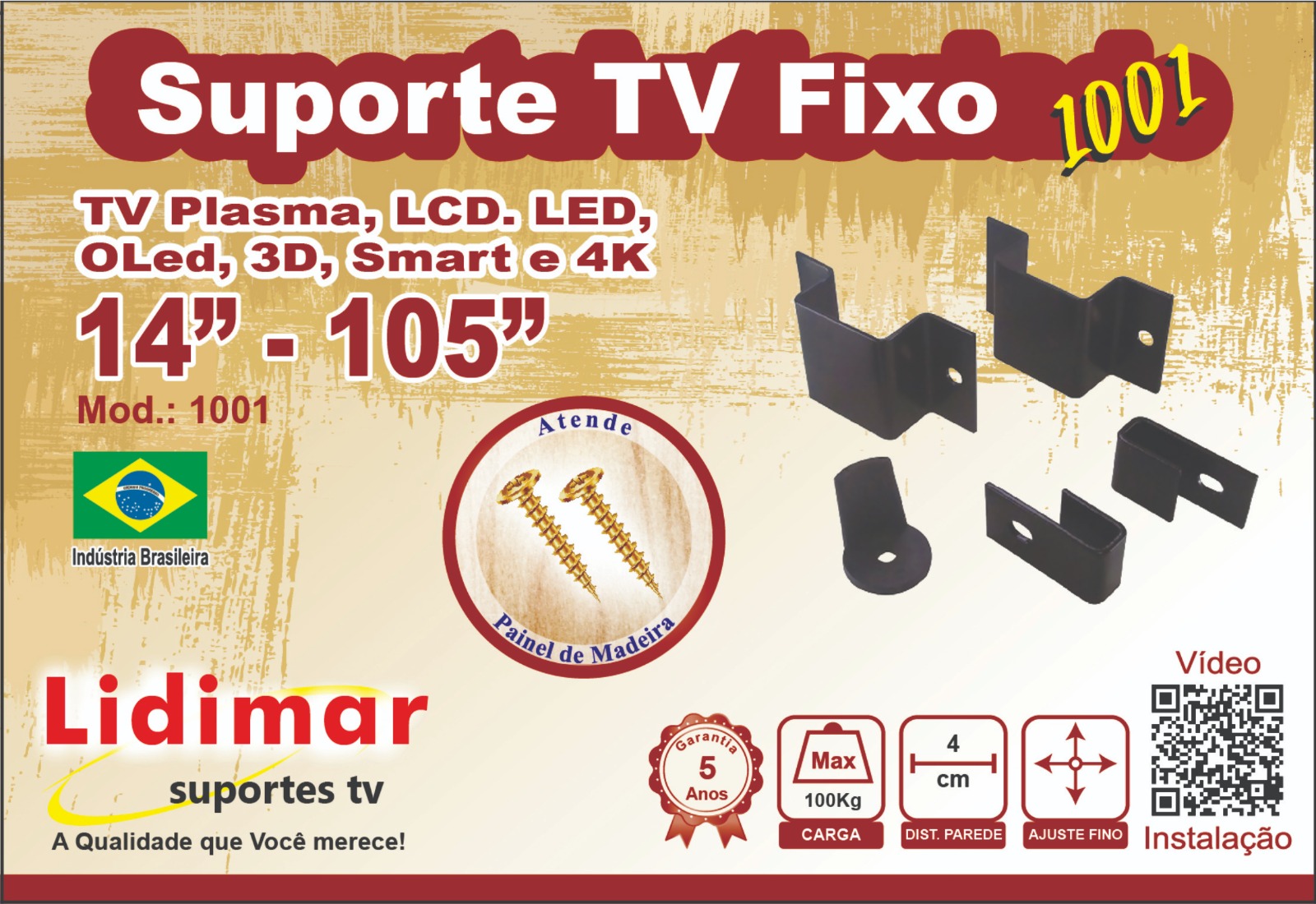 Suporte Para TV Fixo Universal 14 à 84 Polegadas Lidimar 1001 - ABC ...