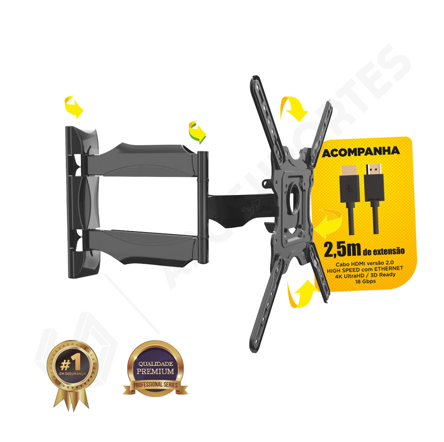 Suporte TV Tri Articulado Slim 26 à 75 Polegadas MOVE V4HDMI - ABC ...