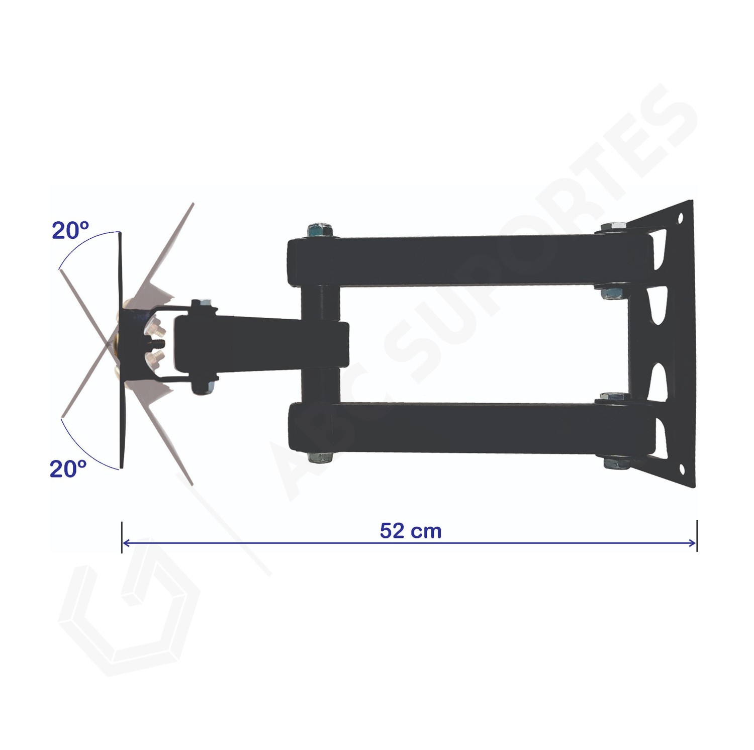 Suporte TV Tri Articulado EXTRA REFORÇADO 10 à 60 Polegadas Lidimar ...