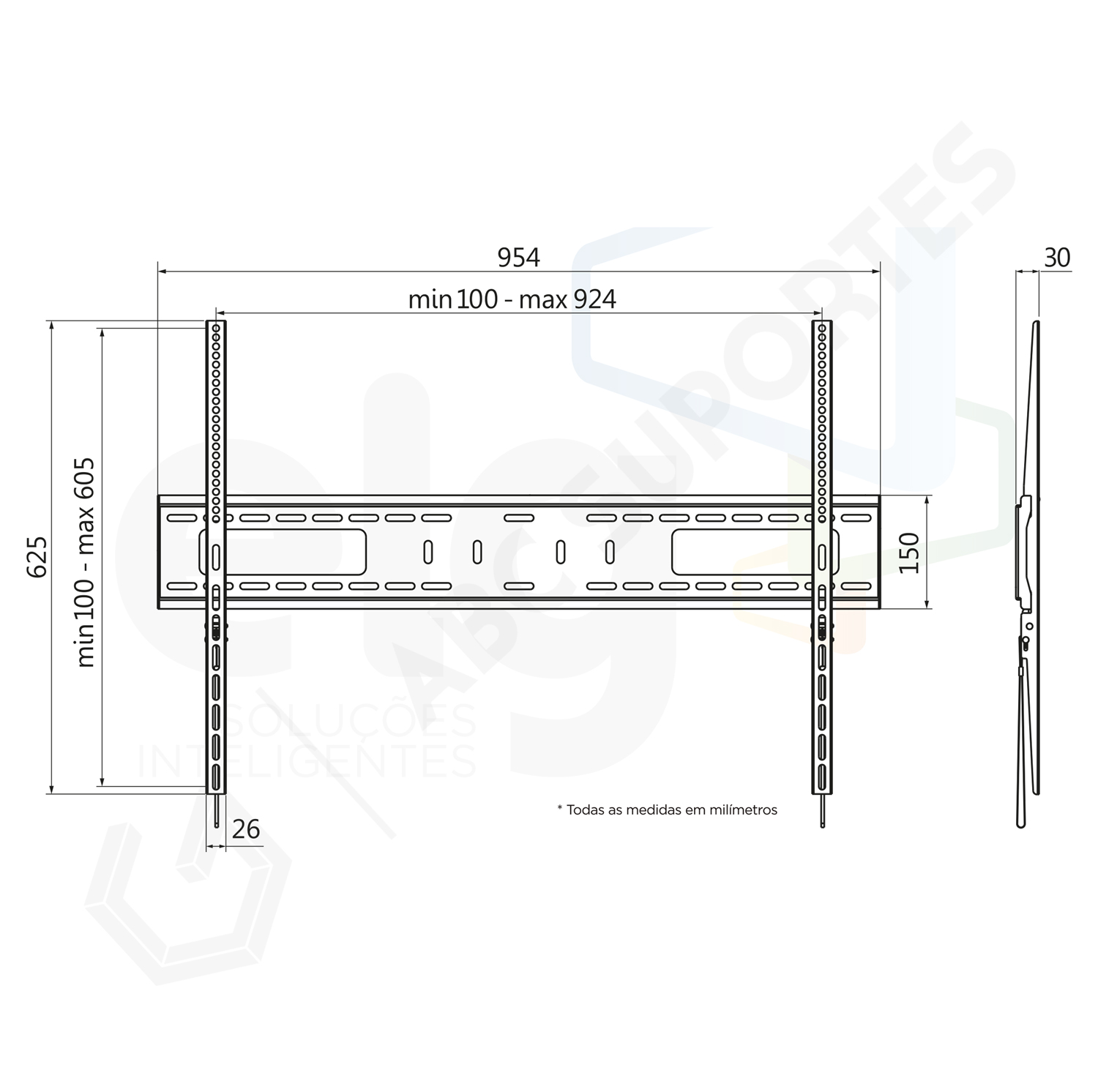 Suporte TV Fixo TELAS GIGANTES 55 à 100 Polegadas - ELG N01V8 - ABC ...