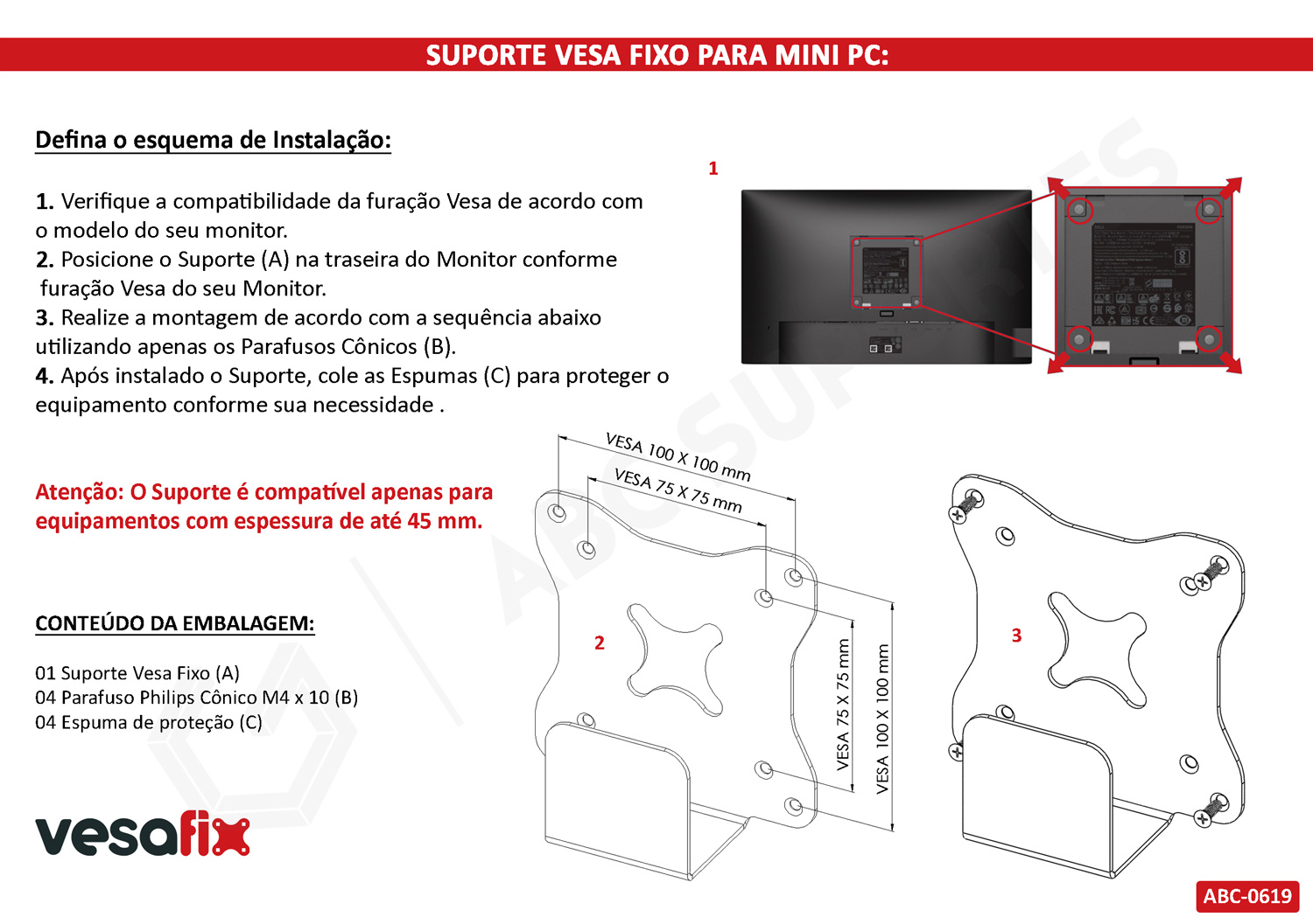 Suporte Vesa FIXO para Mini PC, MAC Mini da Apple, Thin Client - ABC ...