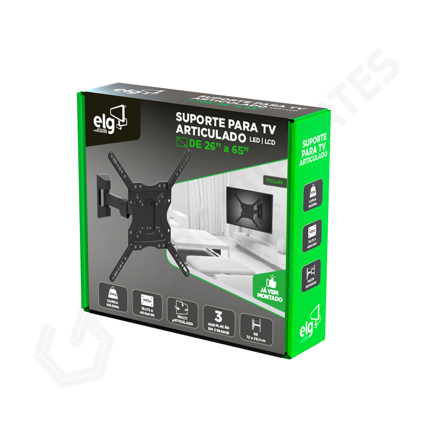 Suporte TV Bi Articulado 26 à 65 Polegadas - ELG FULL40 - ABC SUPORTES ...