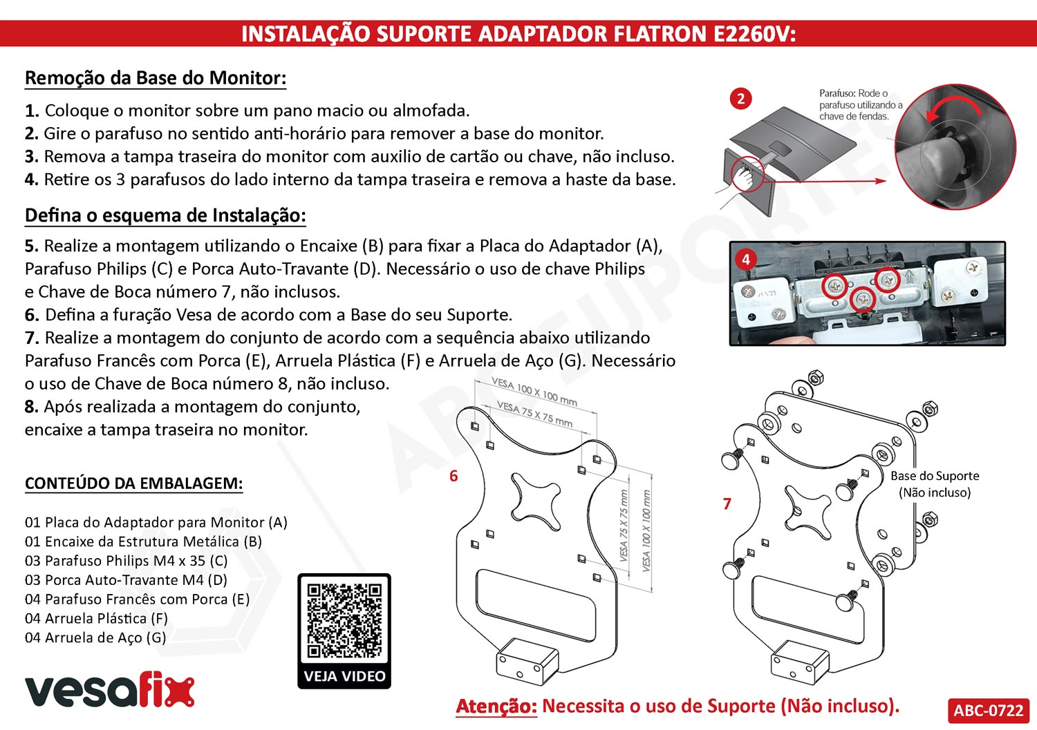 Adaptador Vesa Monitor LG FLATRON E2260V Sem Furação Vesa - ABC ...