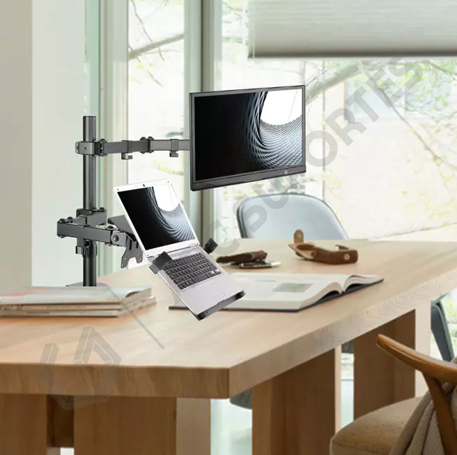 Suporte Duplo Notebook e Monitor Articulado para Mesa - PCYES PLMSMN1A ...