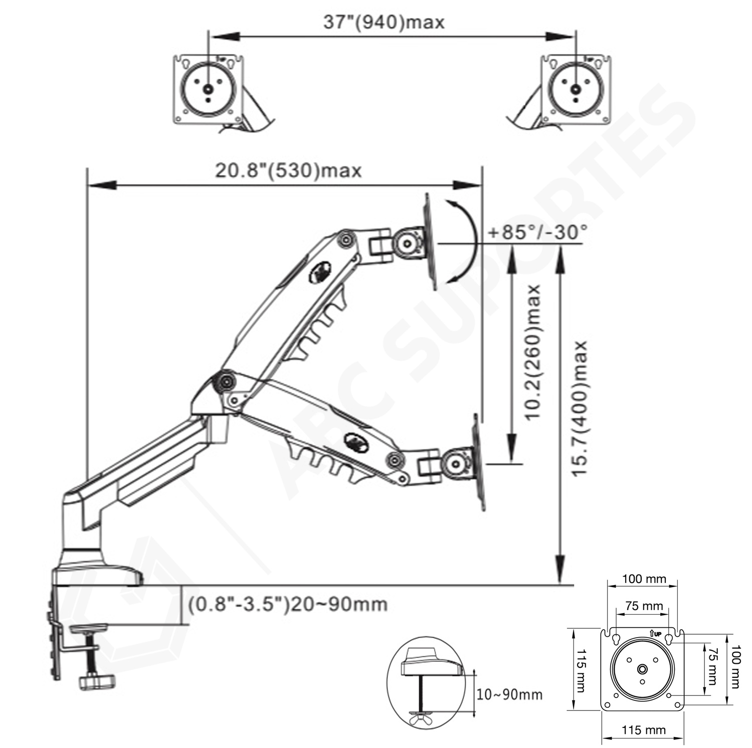 Suporte Notebook Duplo Articulado com Bandeja North Bayou F160 FP-2 NB ...