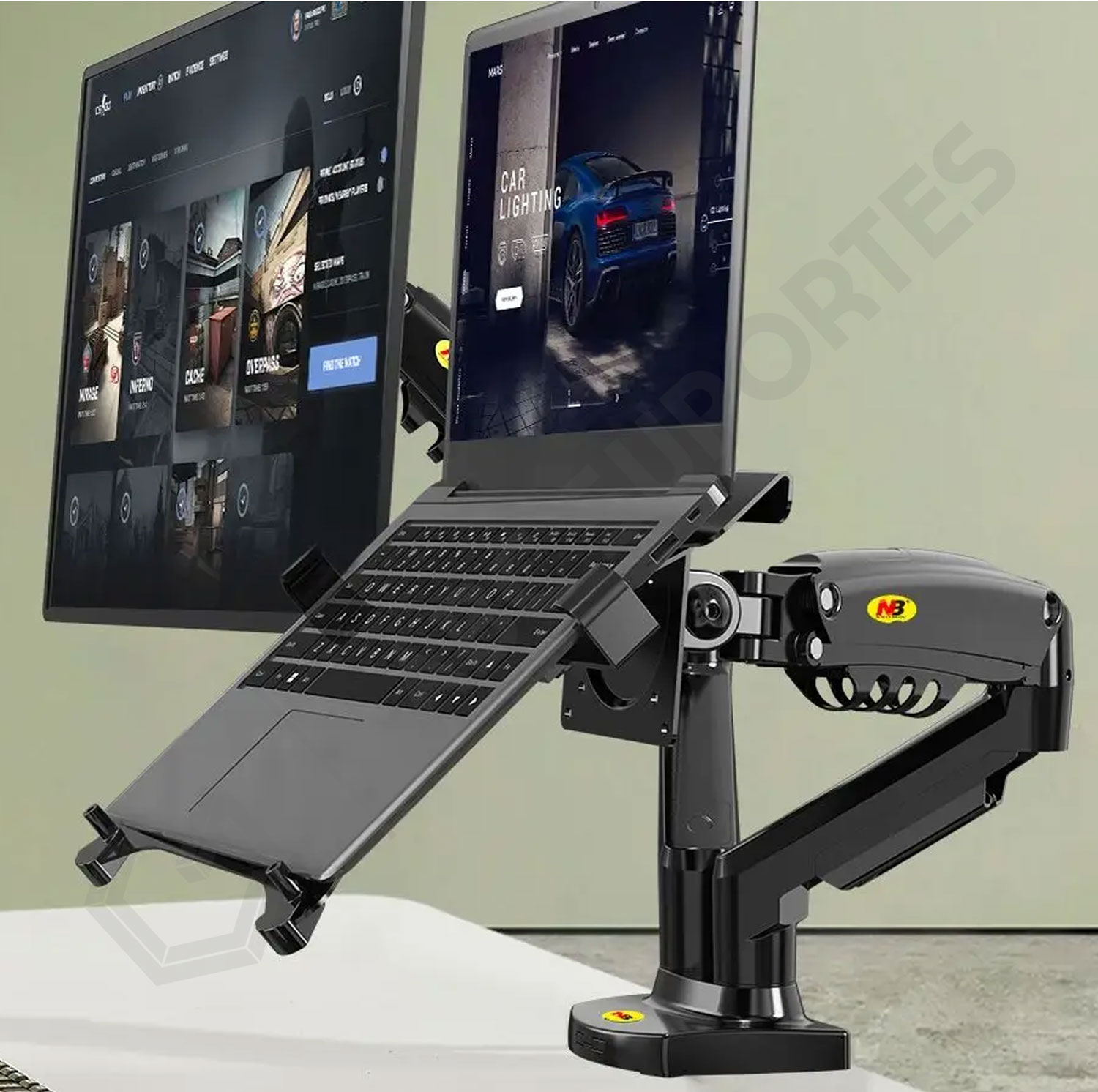 Suporte Notebook Duplo Articulado com Bandeja North Bayou S400 FP-2 NB ...