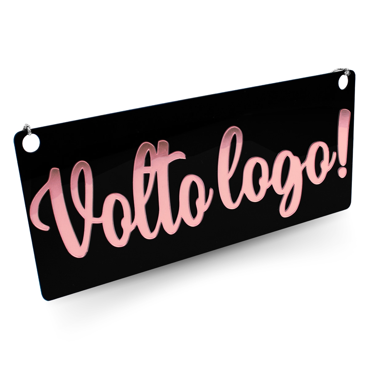 Placa Acrílica Aviso Volto Logo Ventosa Porta Loja Preto - Arte Sedução ...