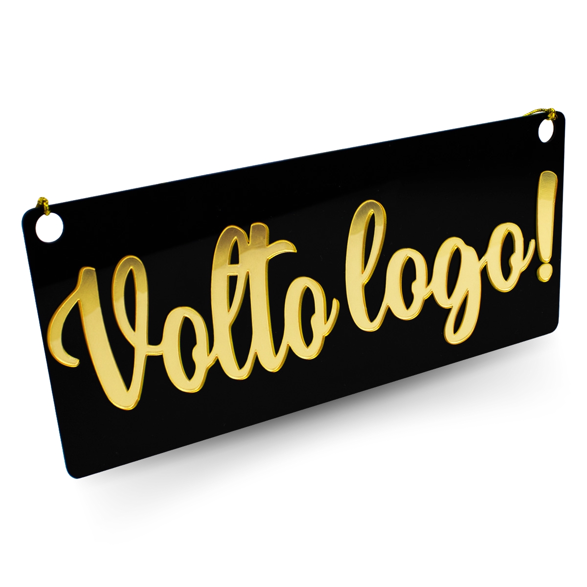 Placa Acrílica Aviso Volto Logo Ventosa Porta Loja Preto - Arte Sedução ...