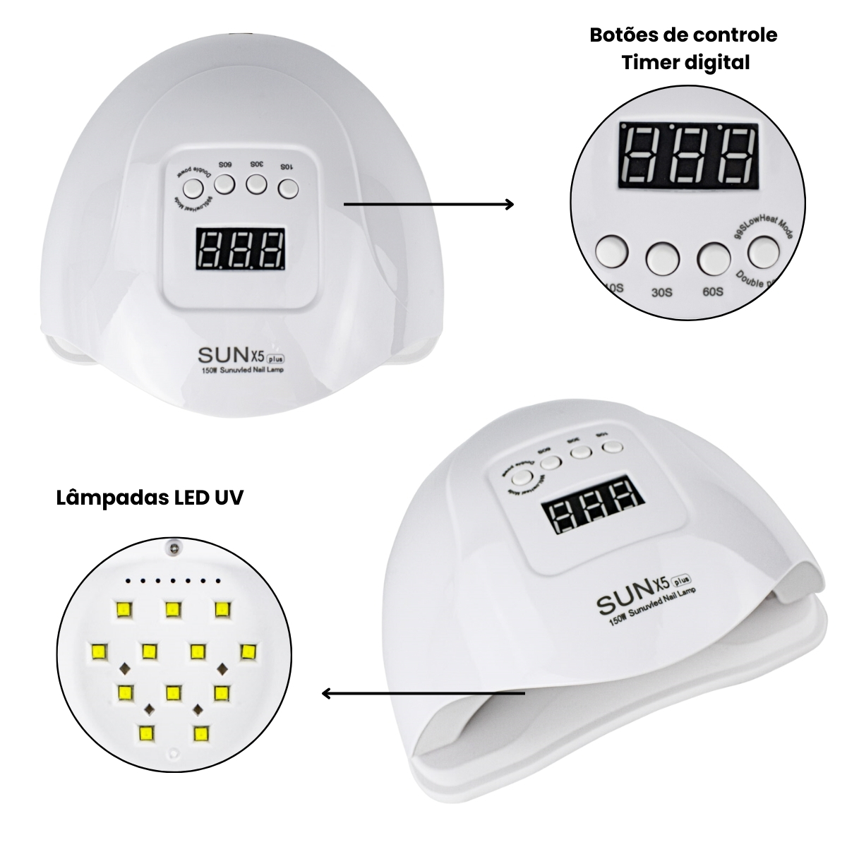 Cabine 150W Sun X5 Plus 36 Leds UV Unhas Gel Acrigel Bivolt - Arte ...