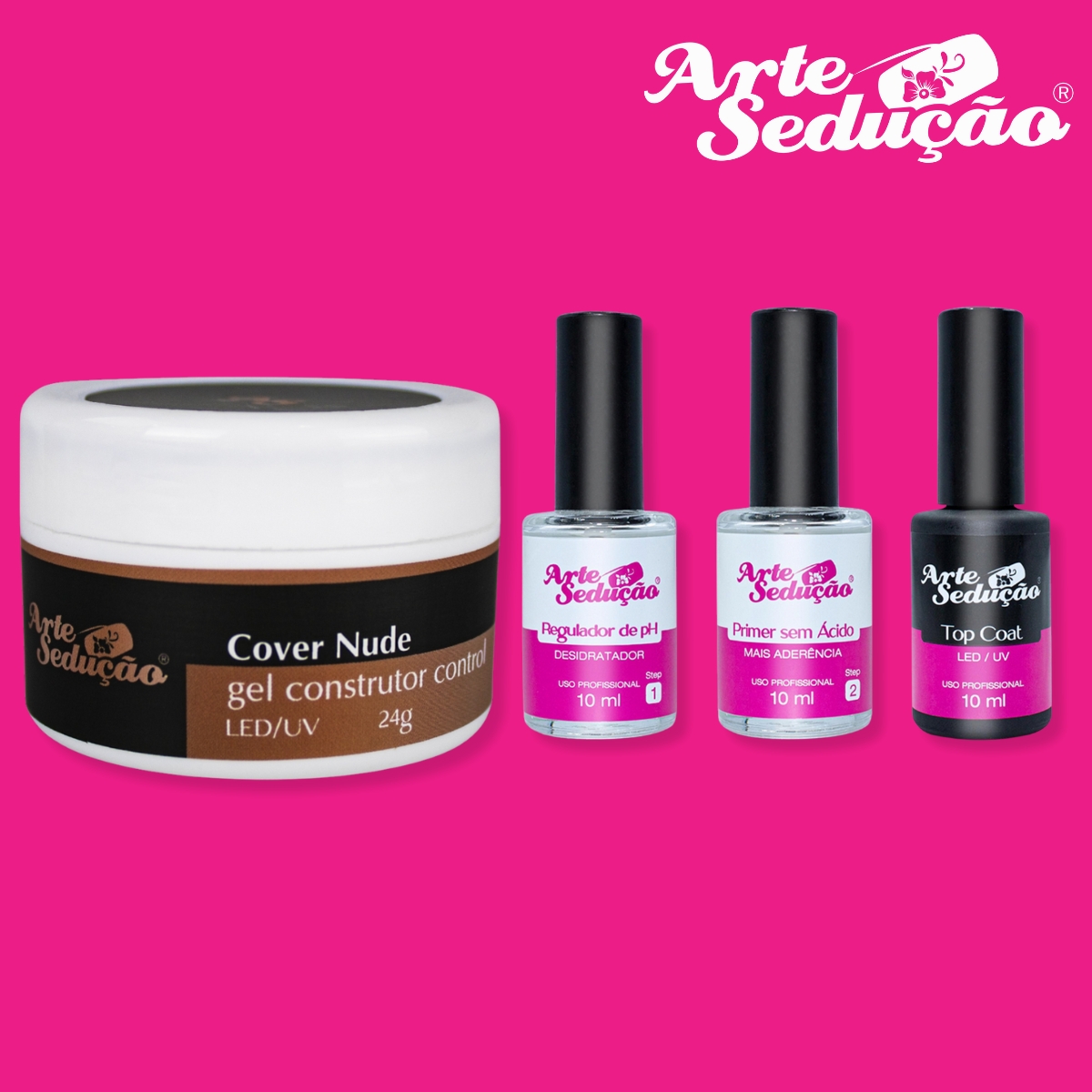 Kit Regulador pH + Primer + Top Coat+ Gel Control Cover Nude - Arte ...