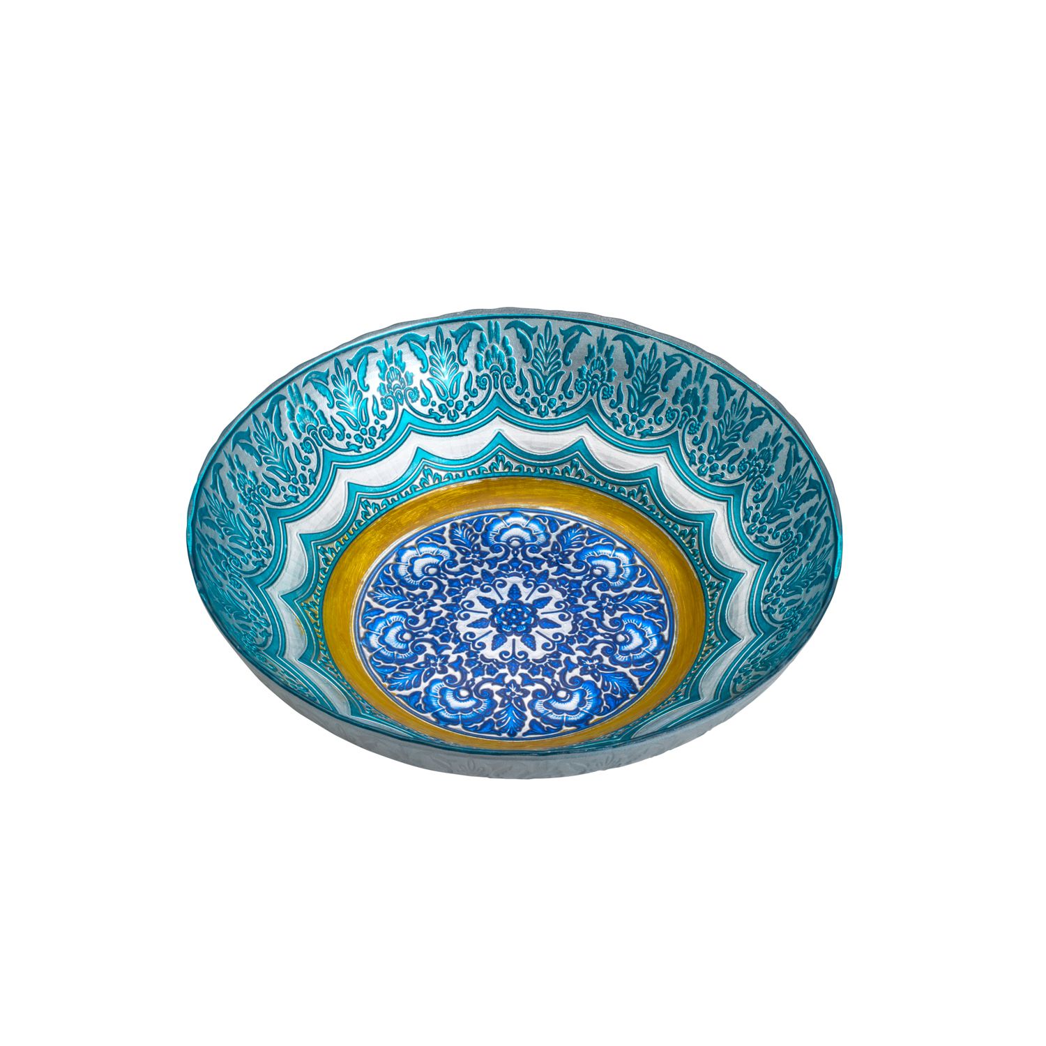 CENTRO DE MESA DE VIDRO ROCOCO AZUL 33x9cm - e-utilities