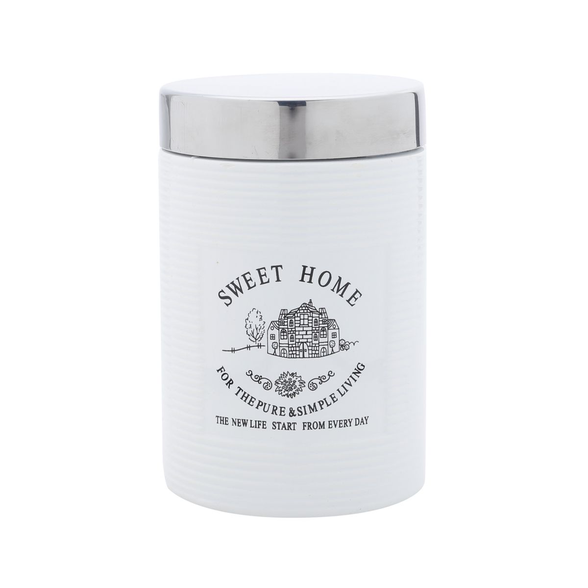 POTE DE PORCELANA COM TAMPA DE ALUMINIO ESCOVADO 900ML - e-utilities.com