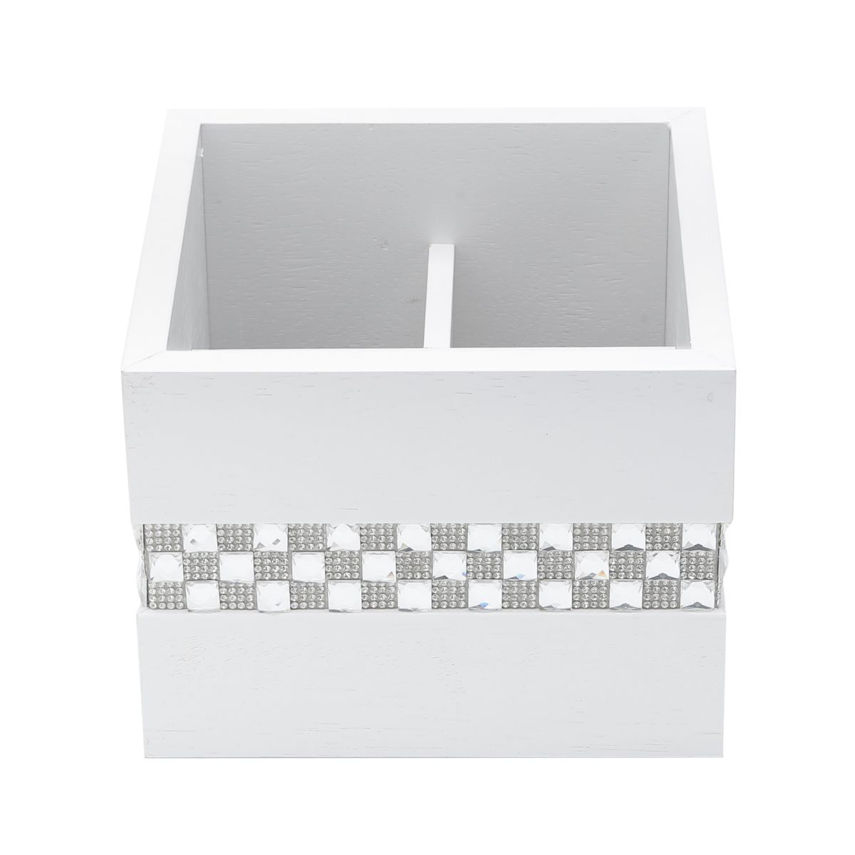 PORTA TALHER DE MADEIRA DIAMOND BRANCO 17X17X13cm - e-utilities.com