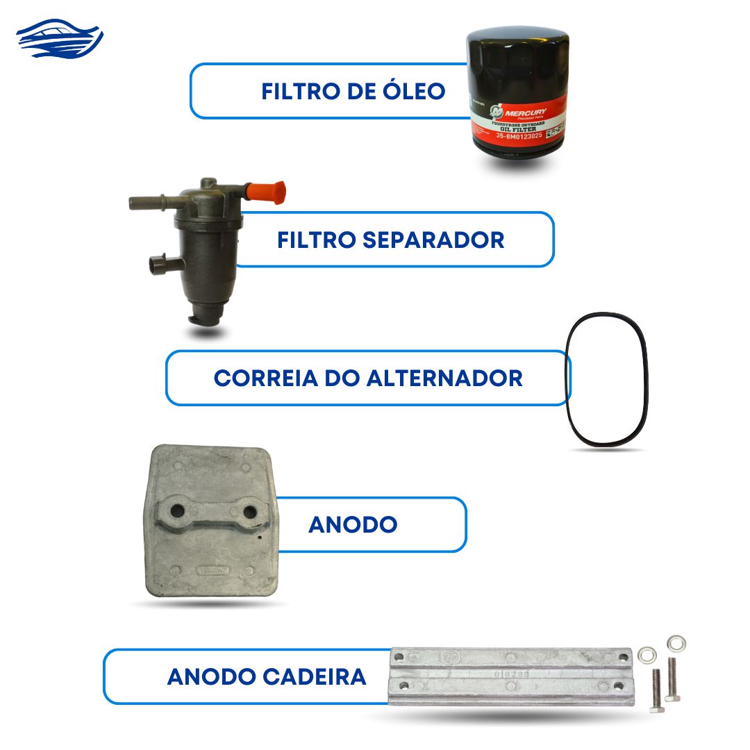 Kit Manutenção Motor Original Mercury 300 Horas V6 (3.4L) (8M0149930 ...