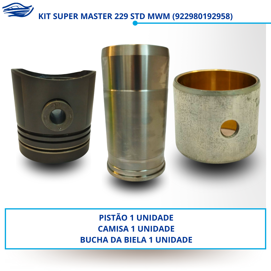 Kit Super Master Motor MWM 229 Para 1 Cilindro 922980192958 + Boné - A ...