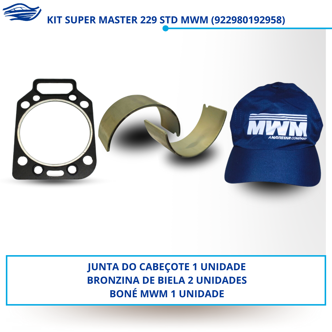 Kit Super Master Motor MWM 229 Para 1 Cilindro 922980192958 + Boné - A ...