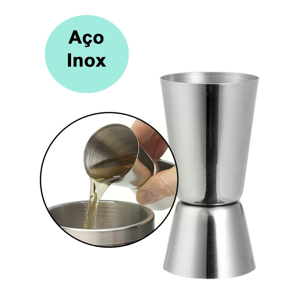 Dosador Inox Para Bebidas 25 e 50 ml - A Colorida Utilidades