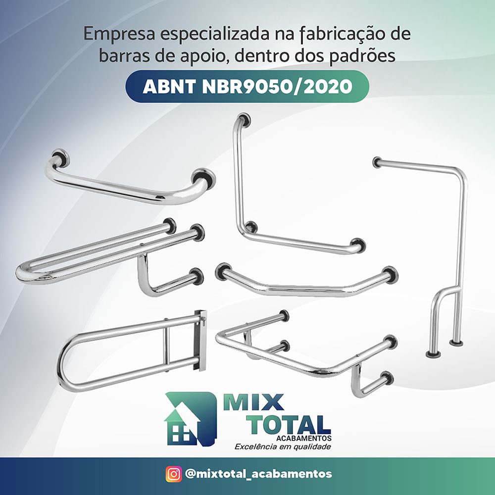 Barra de Apoio ABNT para Banheiro 30cm 40cm 50cm 60cm - Mix Total ...