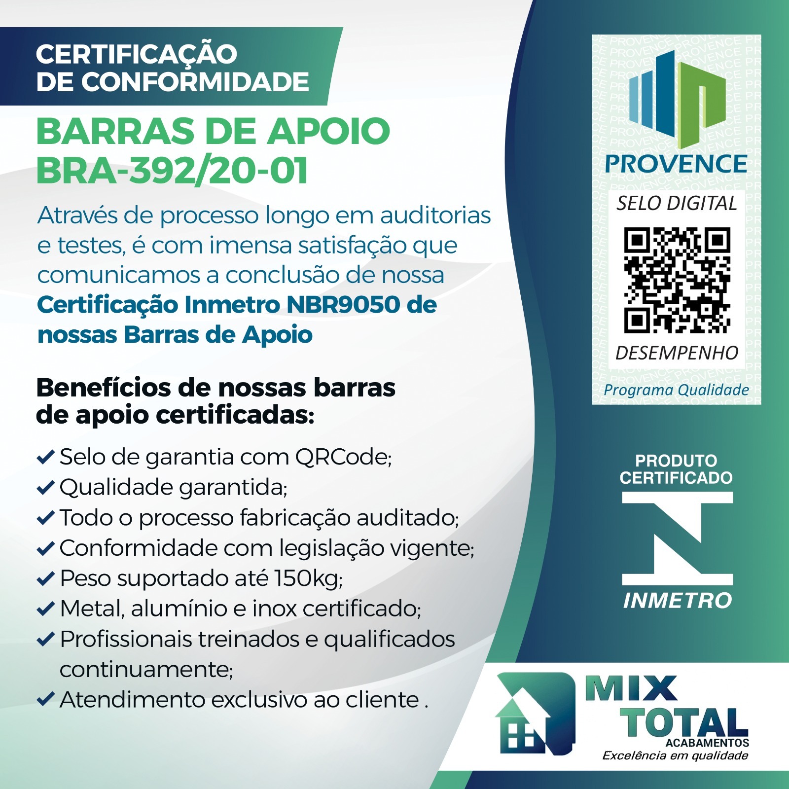 Barra de Apoio ABNT para Banheiro 30cm 40cm 50cm 60cm - Mix Total ...