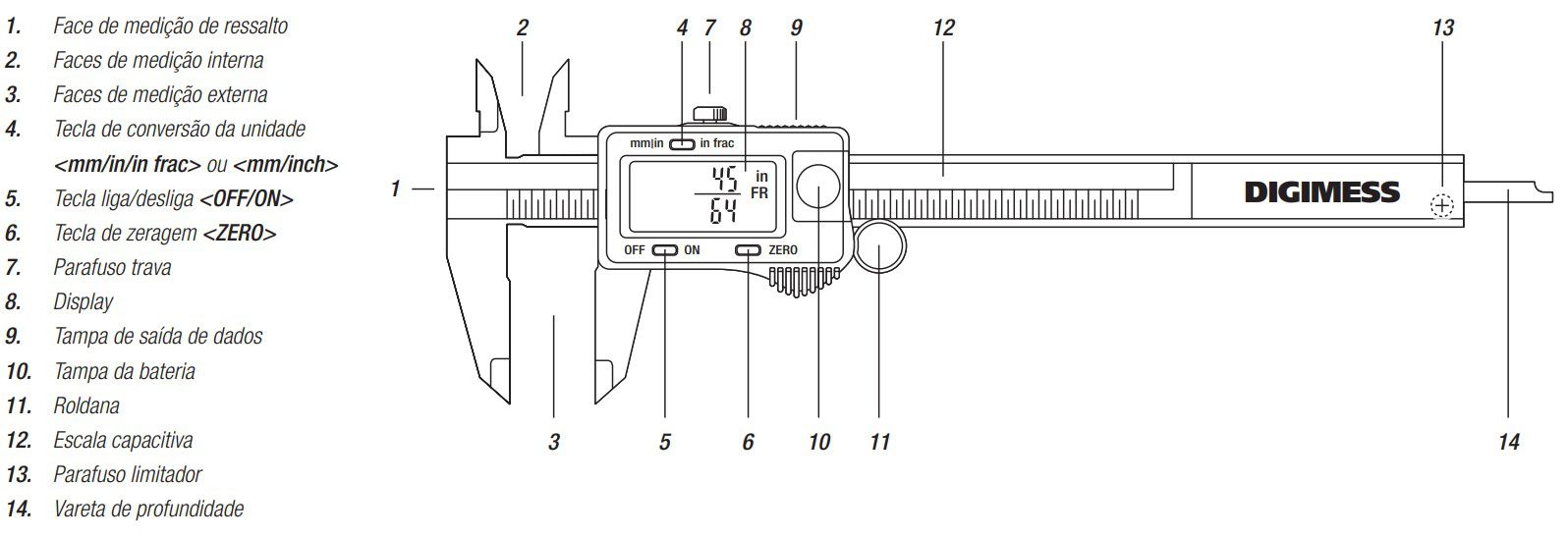 Paquímetro Digital 150mm 3 em 1 Milímetro/Polegada Digimess - CÔVADO ...