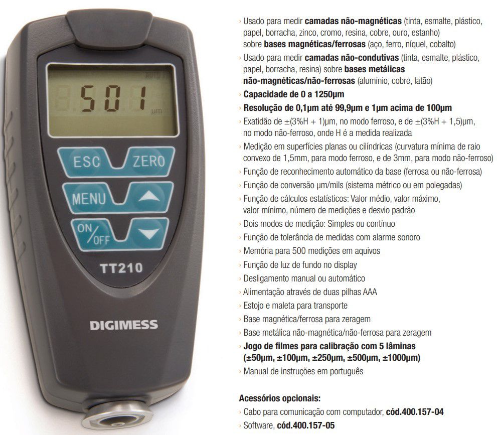Medidor de Espessura Camadas Ferrosa e Não-Ferrosa DIGIMESS - CÔVADO ...